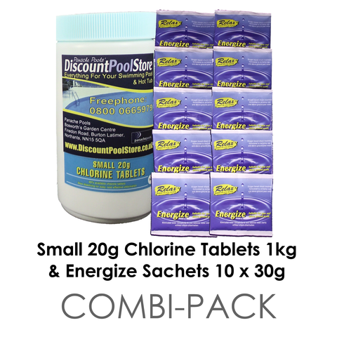 Small 20g Chlorine Tablets, Energize Sachets Combi Pack – Panache Pools ...